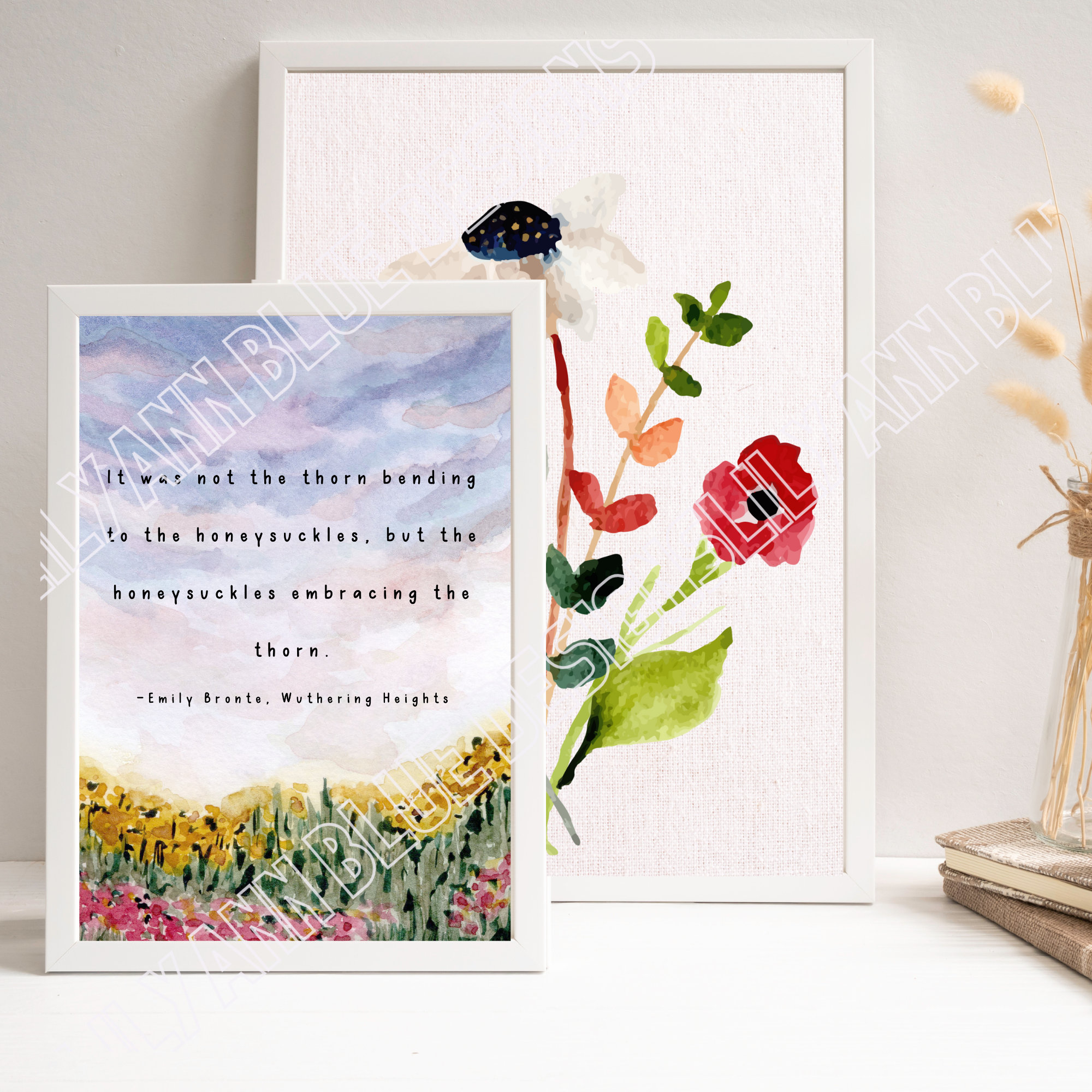 Emily Bronte Poem Art Thorns and Honeysuckle Poem Wuthering - Etsy Hong ...