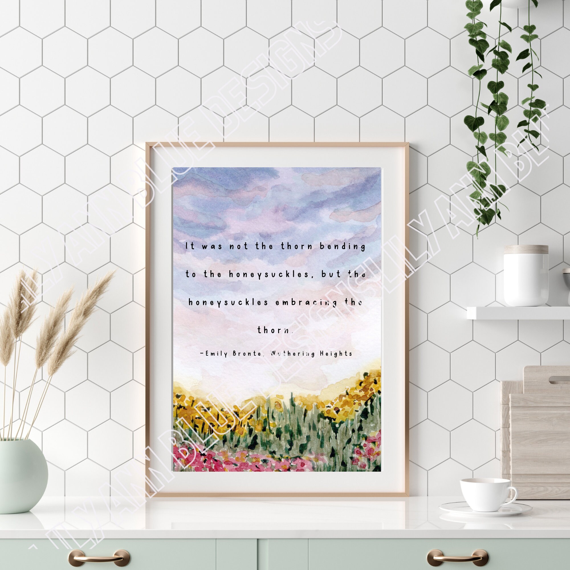 Emily Bronte Poem Art Thorns and Honeysuckle Poem Wuthering - Etsy Hong ...