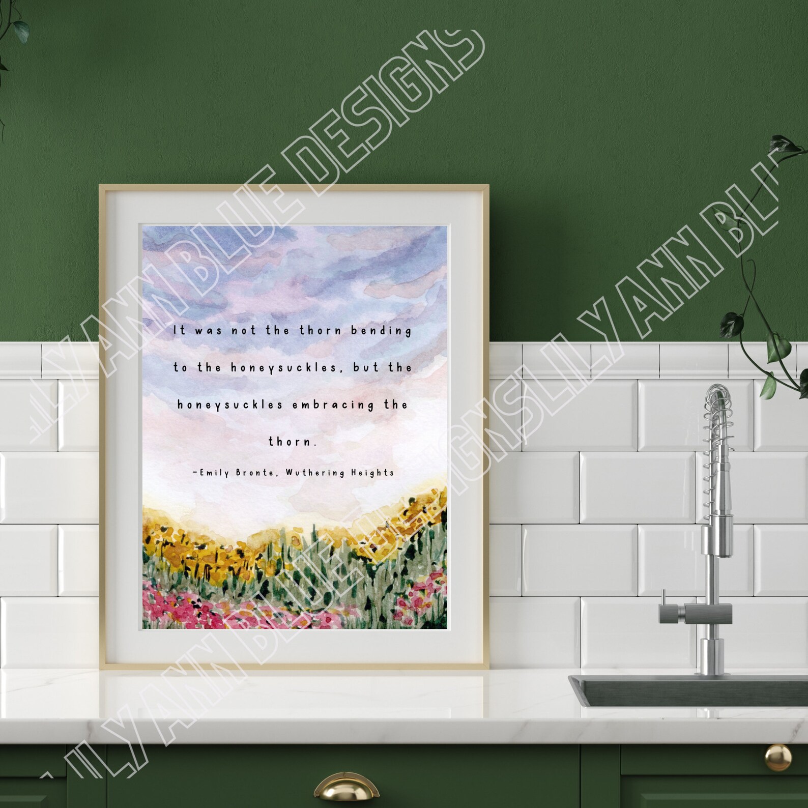 Emily Bronte Poem Print: Thorns and Honeysuckle, Wuthering Heights ...