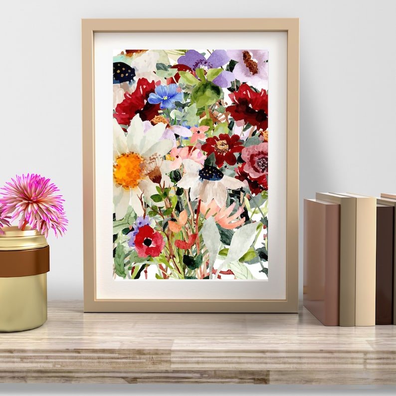 Botanical Print Collage, Floral Print, Wildflower Digital Art Print ...