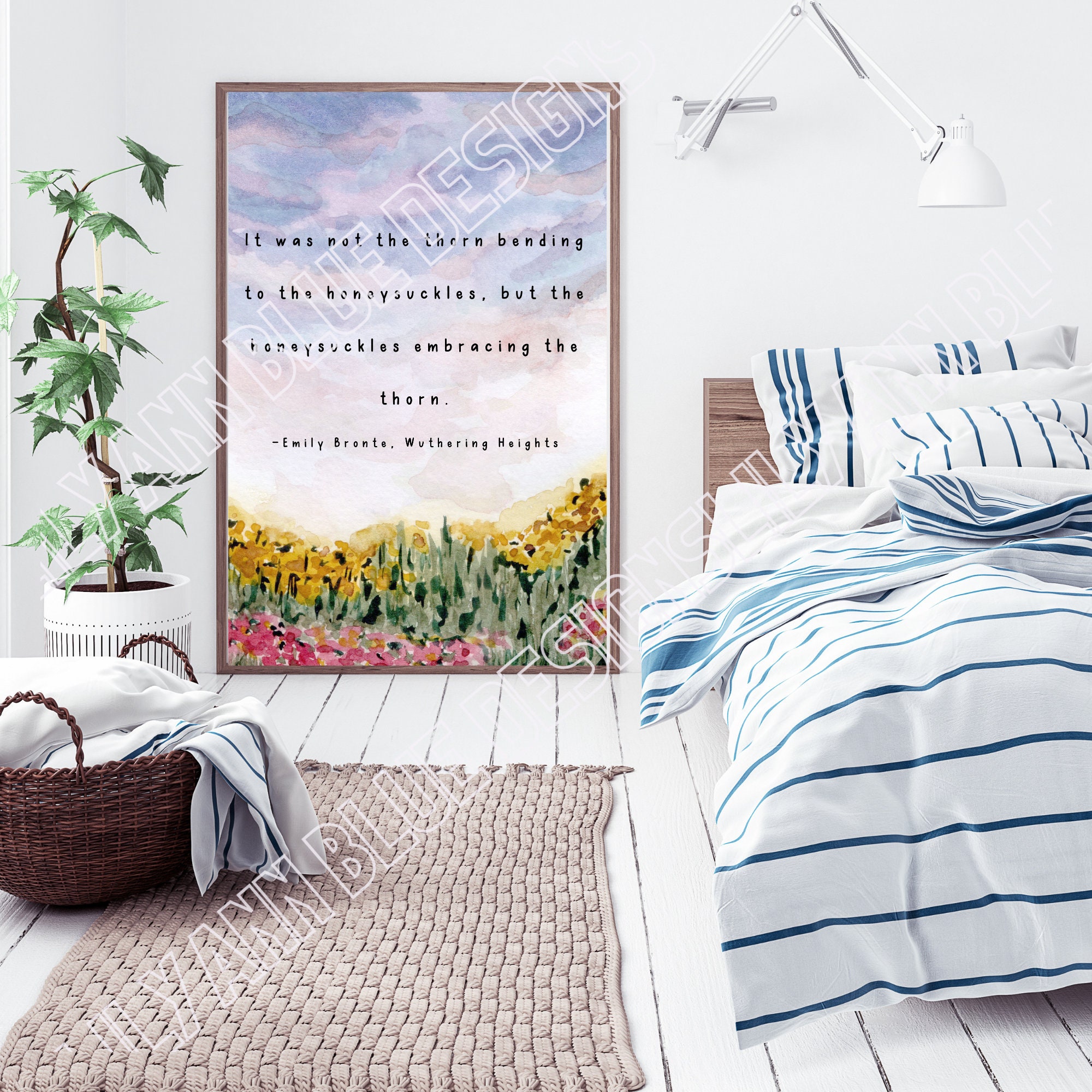 Emily Bronte Poem Print: Thorns and Honeysuckle, Wuthering Heights ...