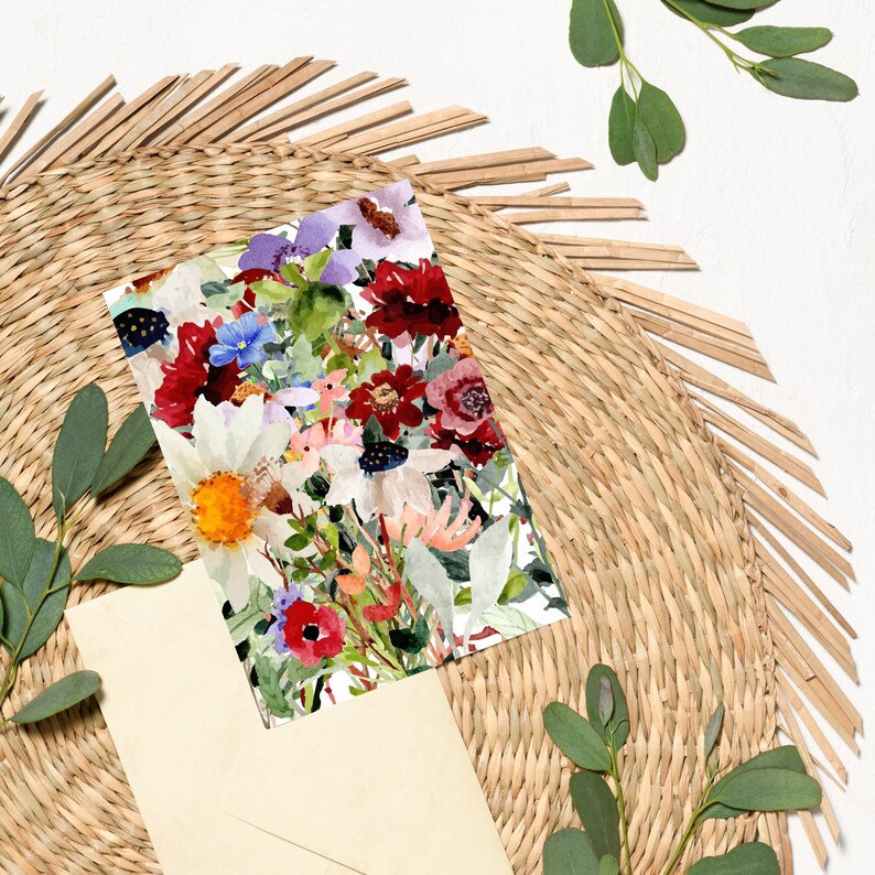 Botanical Print Collage, Floral Print, Wildflower Digital Art Print ...