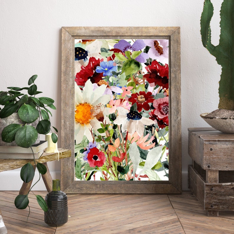 Botanical Print Collage, Floral Print, Wildflower Digital Art Print ...
