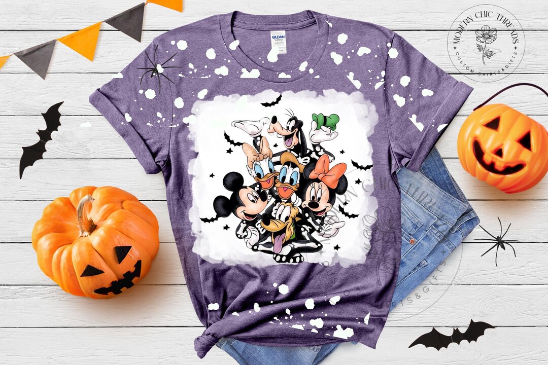 Disney Halloween Mickey and Friends Bleached Shirt Blockhead OOTD - Etsy