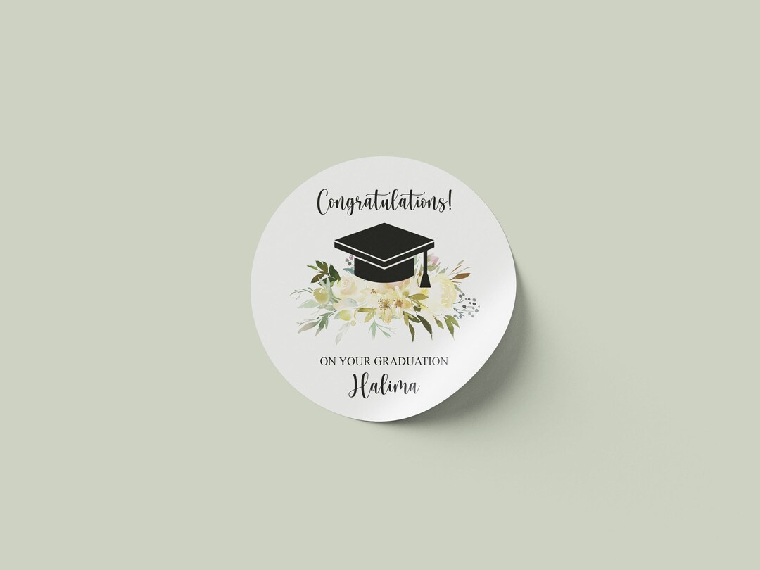 Personalised Graduation Stickers, Floral Grad Stickers, Customised ...