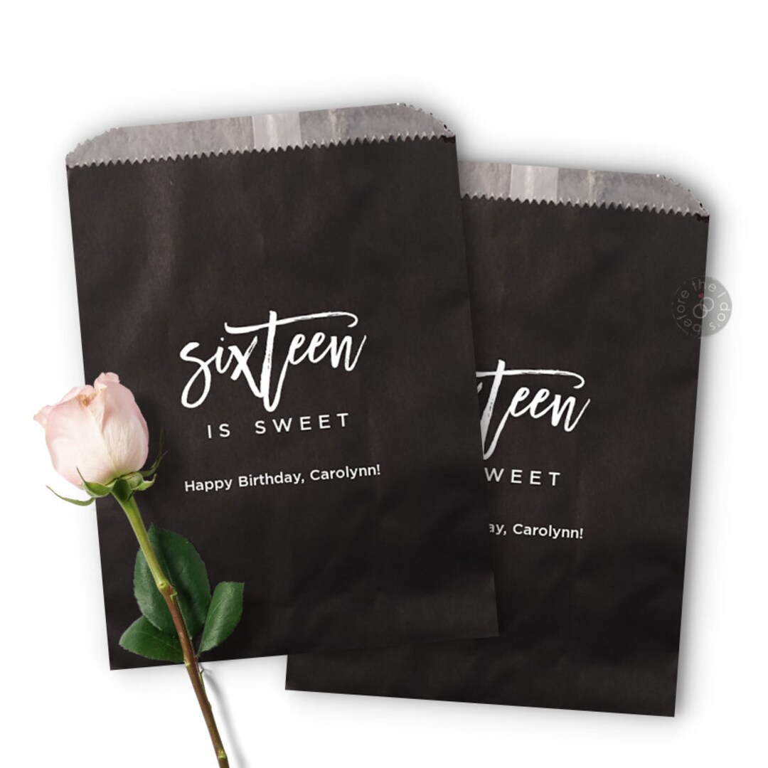 Sixteen is Sweet Custom Treat Bag Birthday Party Favor Bags Sweet 16 ...
