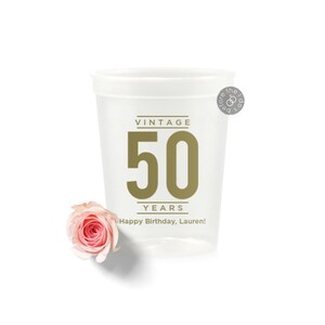 Vintage 50 Years Personalized Cups - Stadium Plastic Cups ...