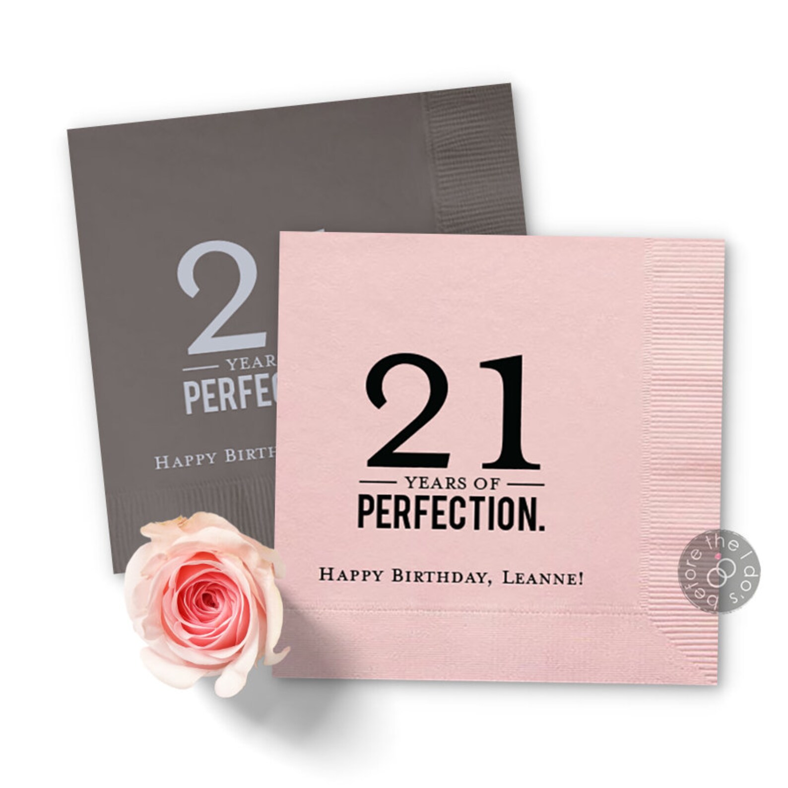 Birthday Napkins 21 Years of Perfection - Custom Napkins - Hello 21 ...