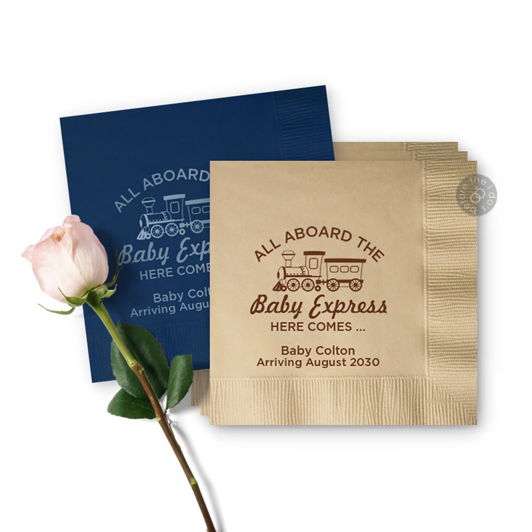 All Aboard the Baby Express Napkin Train Themed Baby Shower Baby Boy ...