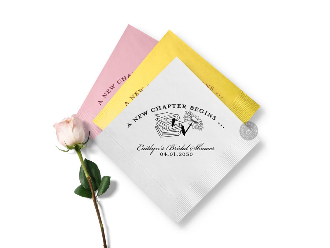 A New Chapter Begins, Custom Bridal Shower Napkins, Engagement Party ...