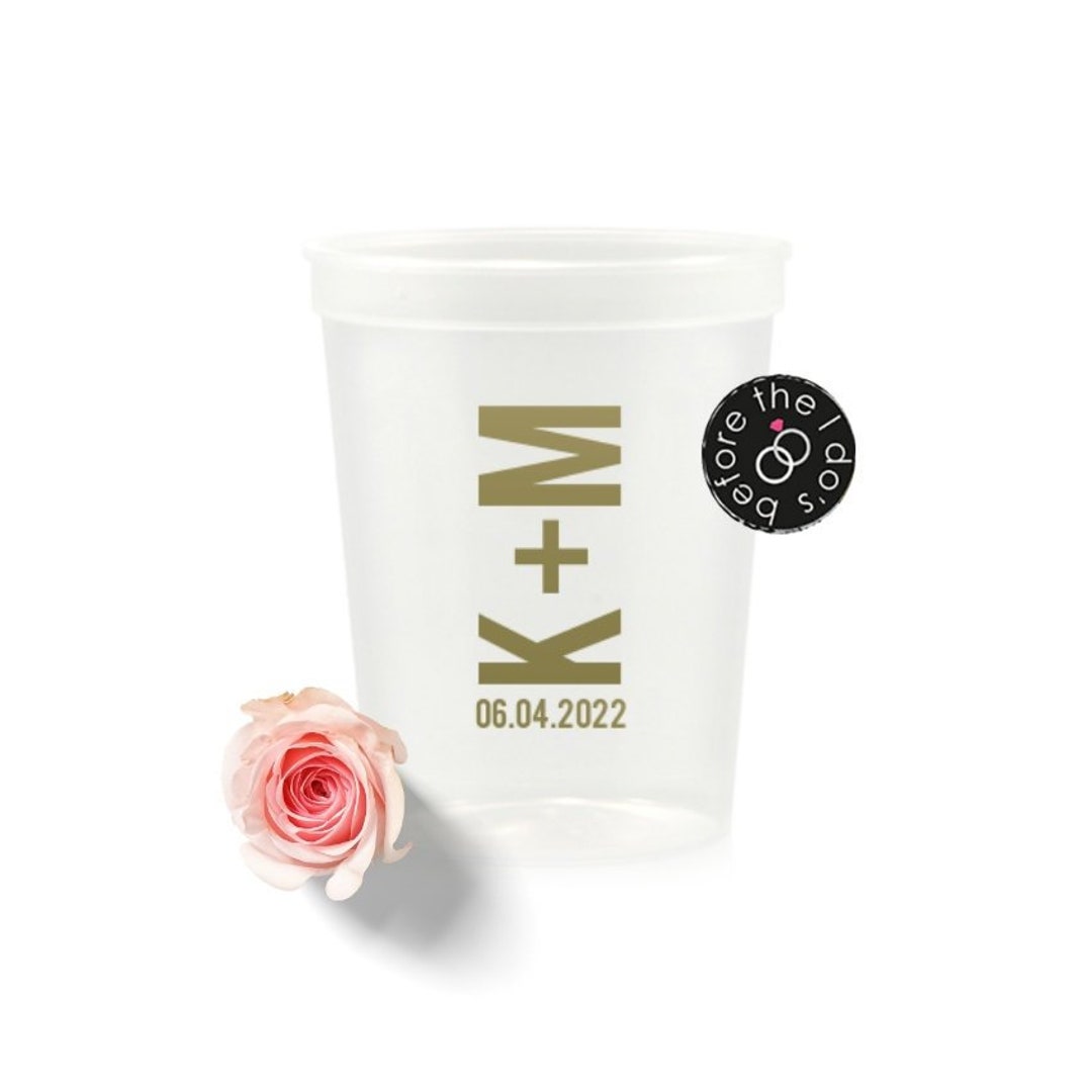 Bold Initials With Date Cups Stadium Plastic Cups Personalized Cups ...
