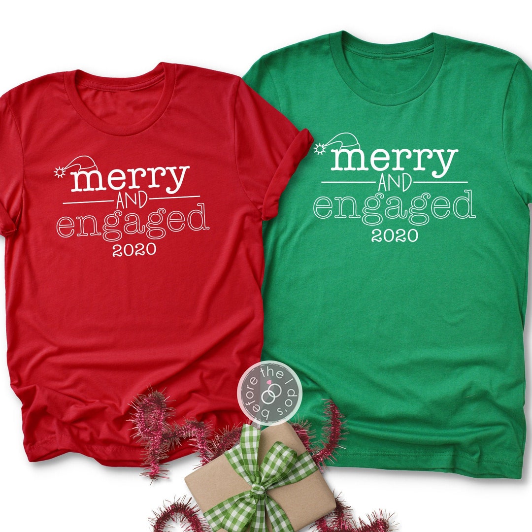 Merry and Engaged Couple Shirt Set - Matching Christmas Shirts for Him ...