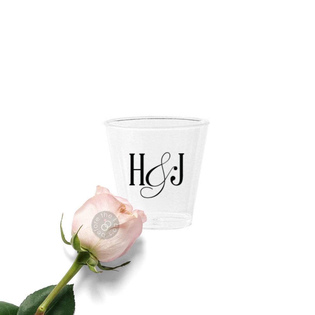 Monogrammed Initials 2oz Plastic Shot Glasses Personalized Wedding Shot ...