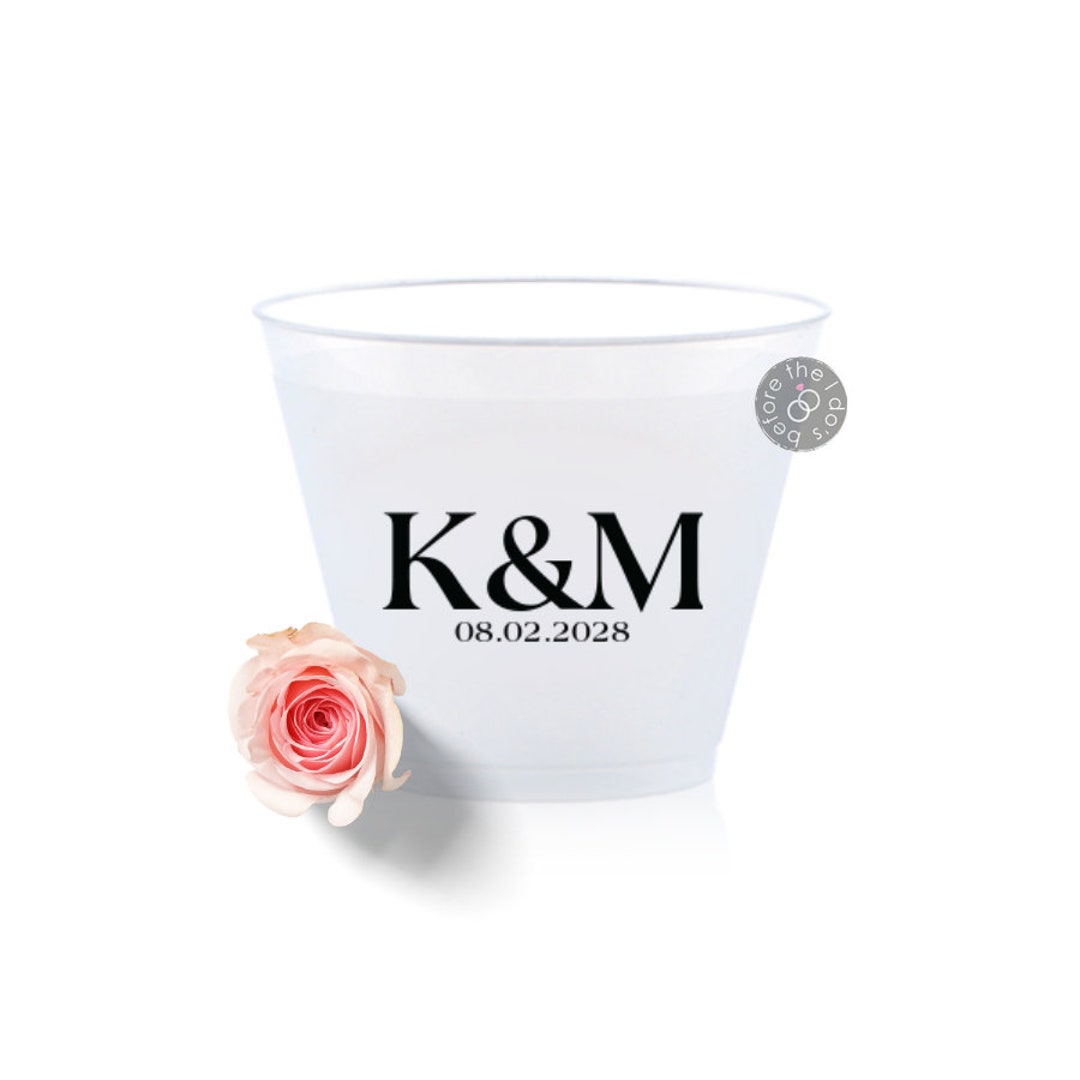 Personalized Plastic Cups Large Initials - Frosted Plastic Cups - Cups ...