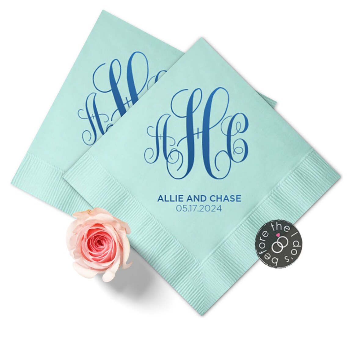 Monogram Wedding Napkins Custom Napkins Wedding Cocktail - Etsy