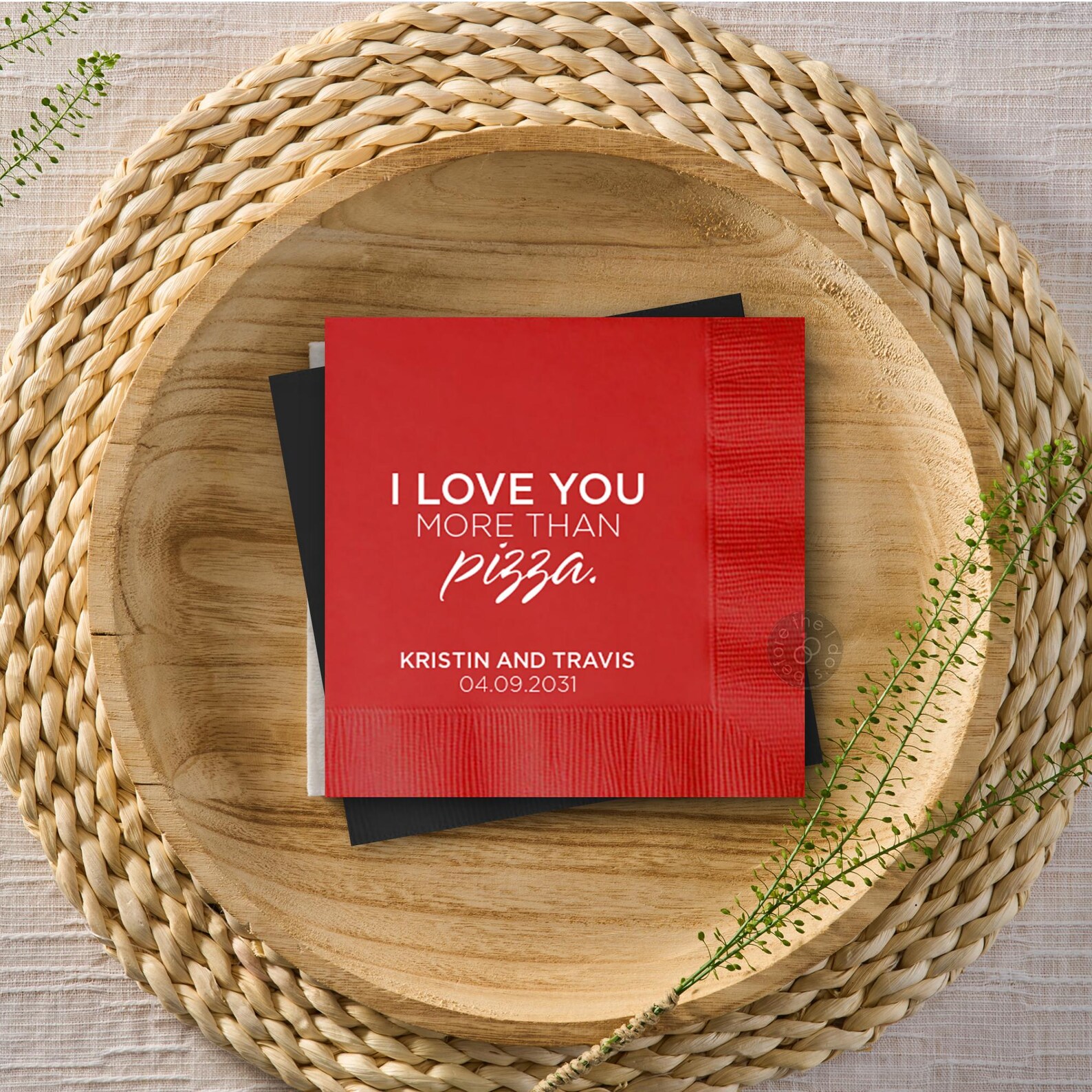 Pizza Rehearsal Dinner, Custom Wedding Napkins, I Love You More Than - Etsy
