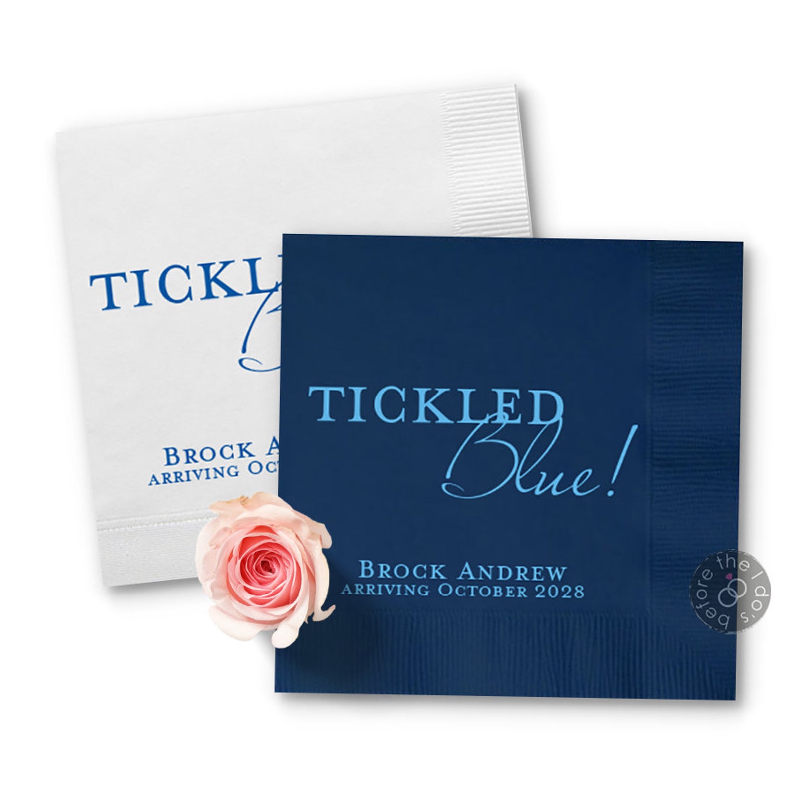 Tickled Blue Baby Shower Napkins - Paper Napkins - Custom Napkins ...