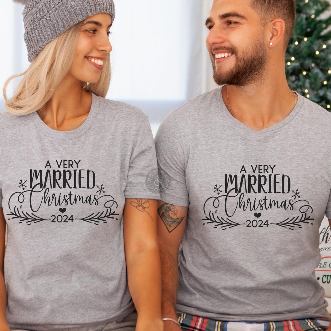 A Very Married Christmas Matching Couple Tees - Holiday Couple Tees ...