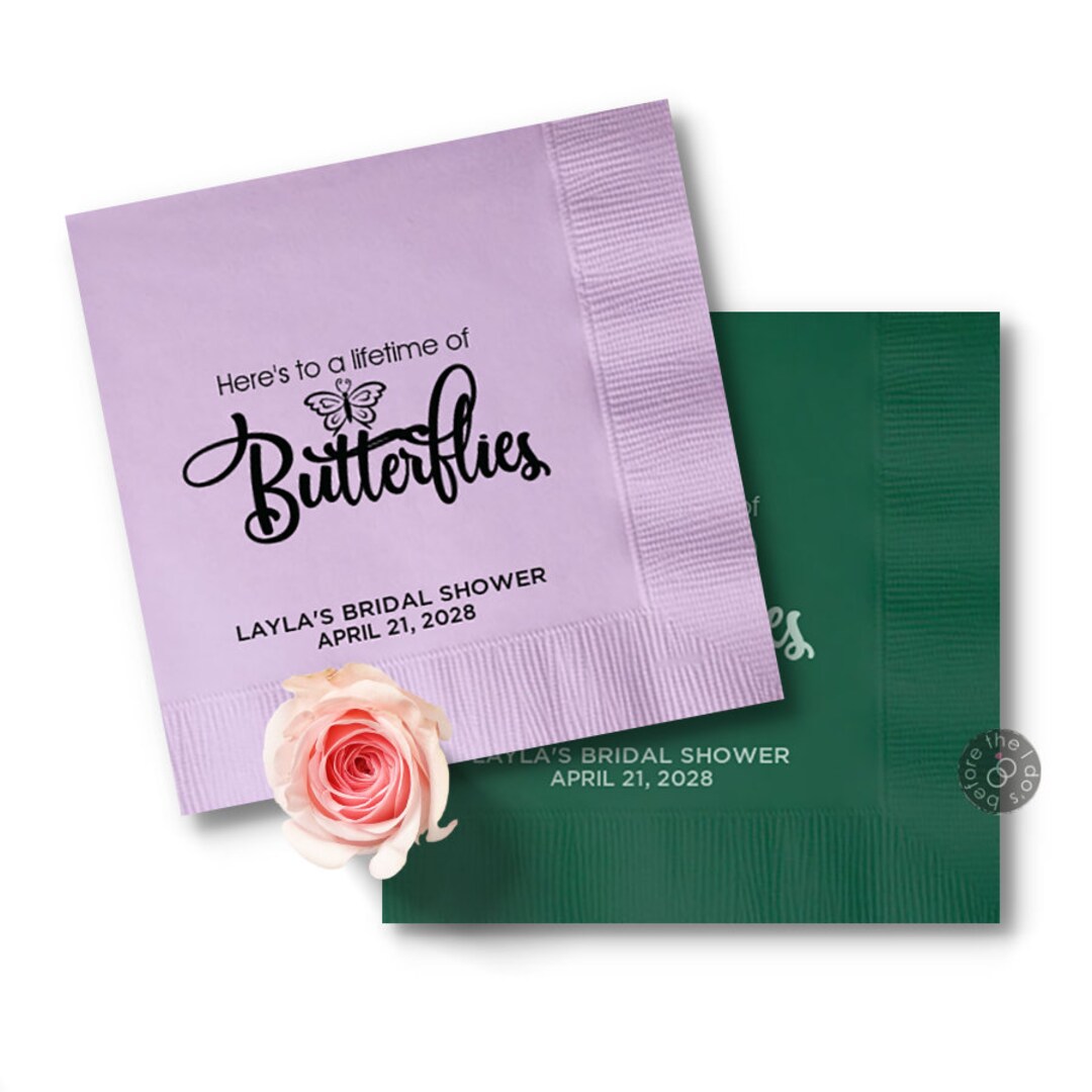 Butterfly Theme Bridal Shower Napkins - Here's to a Lifetime of ...