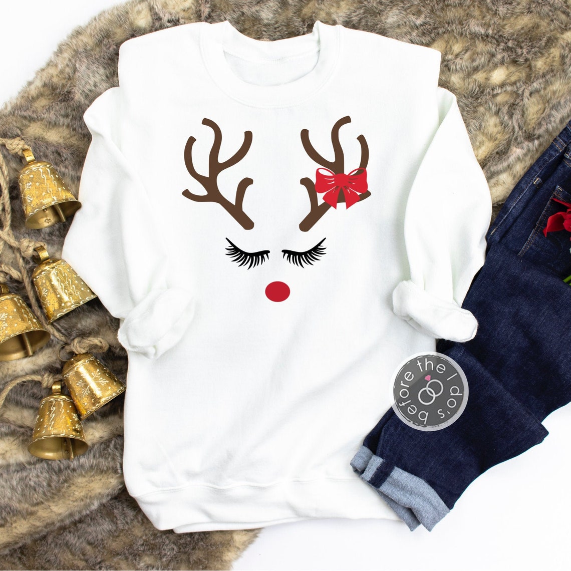 Reindeer Christmas Sweatshirt Reindeer Shirt for Woman - Etsy