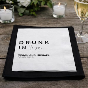 Custom Wedding Napkins, Drunk in Love, Cocktail Bar - Etsy