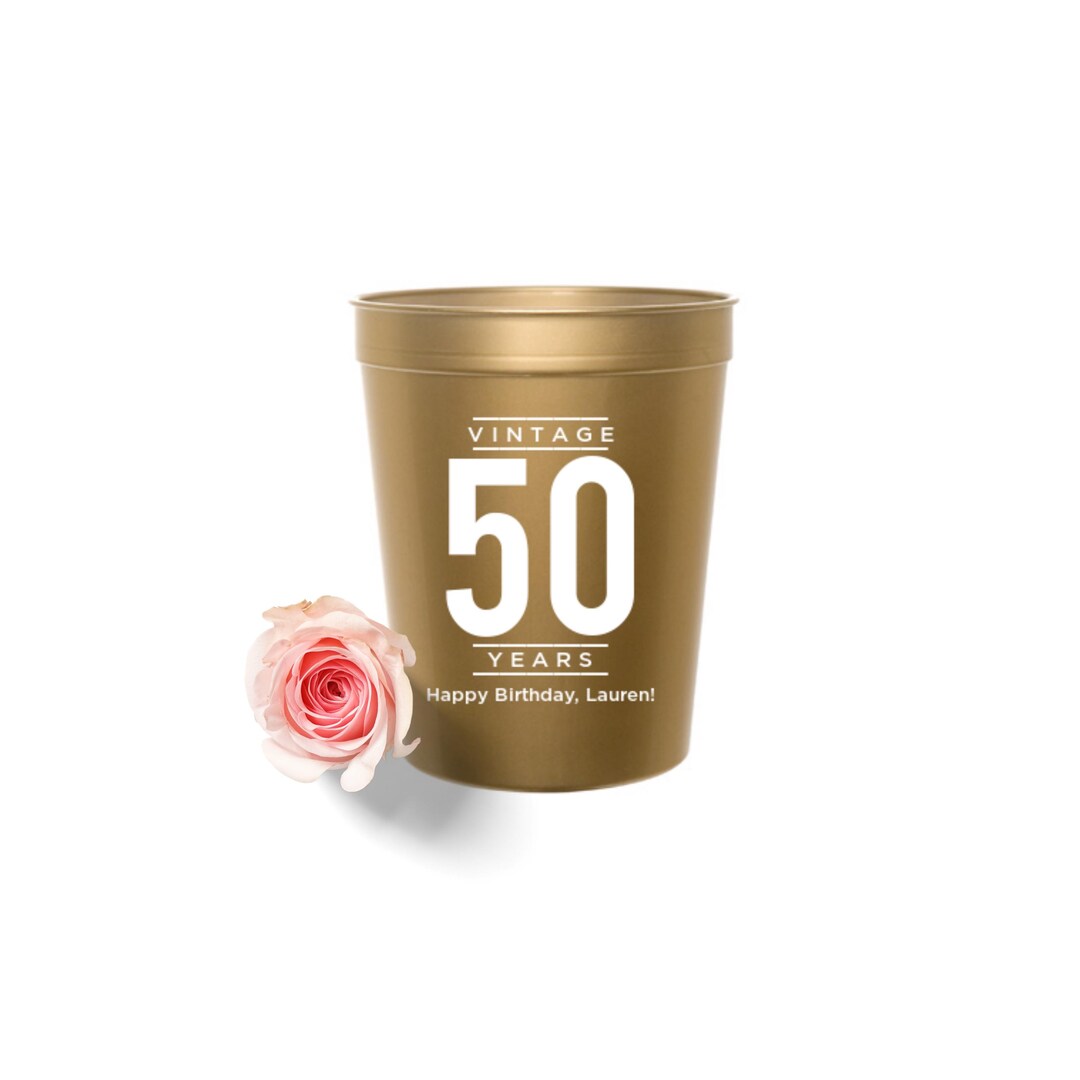 50th Birthday Cups Vintage, Plastic Stadium Cup (16 Oz) - Etsy