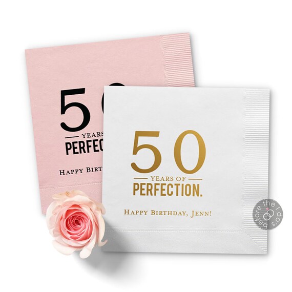 Birthday Napkins 50 Years of Perfection Custom Napkins - Etsy