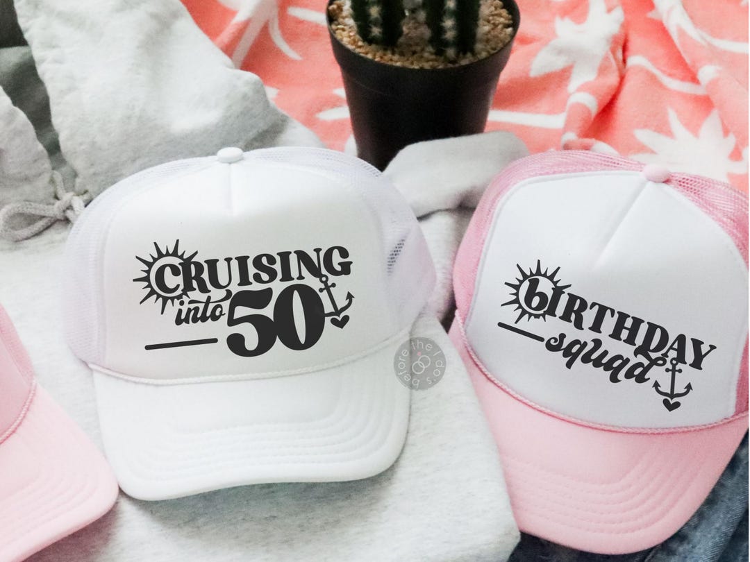 Cruising Into 50 Birthday Hat, Squad Hats, Fun 50th Gift Hat (2552-TH ...