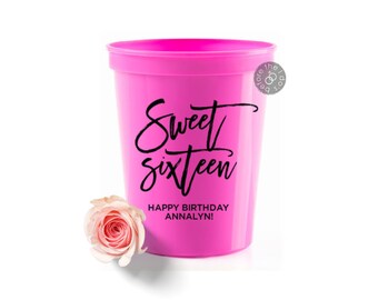 SWEET 16 PARTY Cups Reuseable Sweet Sixteen Party Cups Sweet 16 Party ...