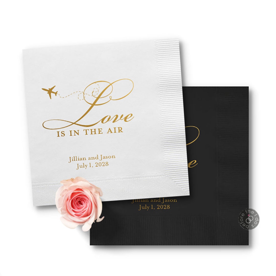 Love is in the Air Wedding Napkins, Aviation Theme, Custom Pilot ...