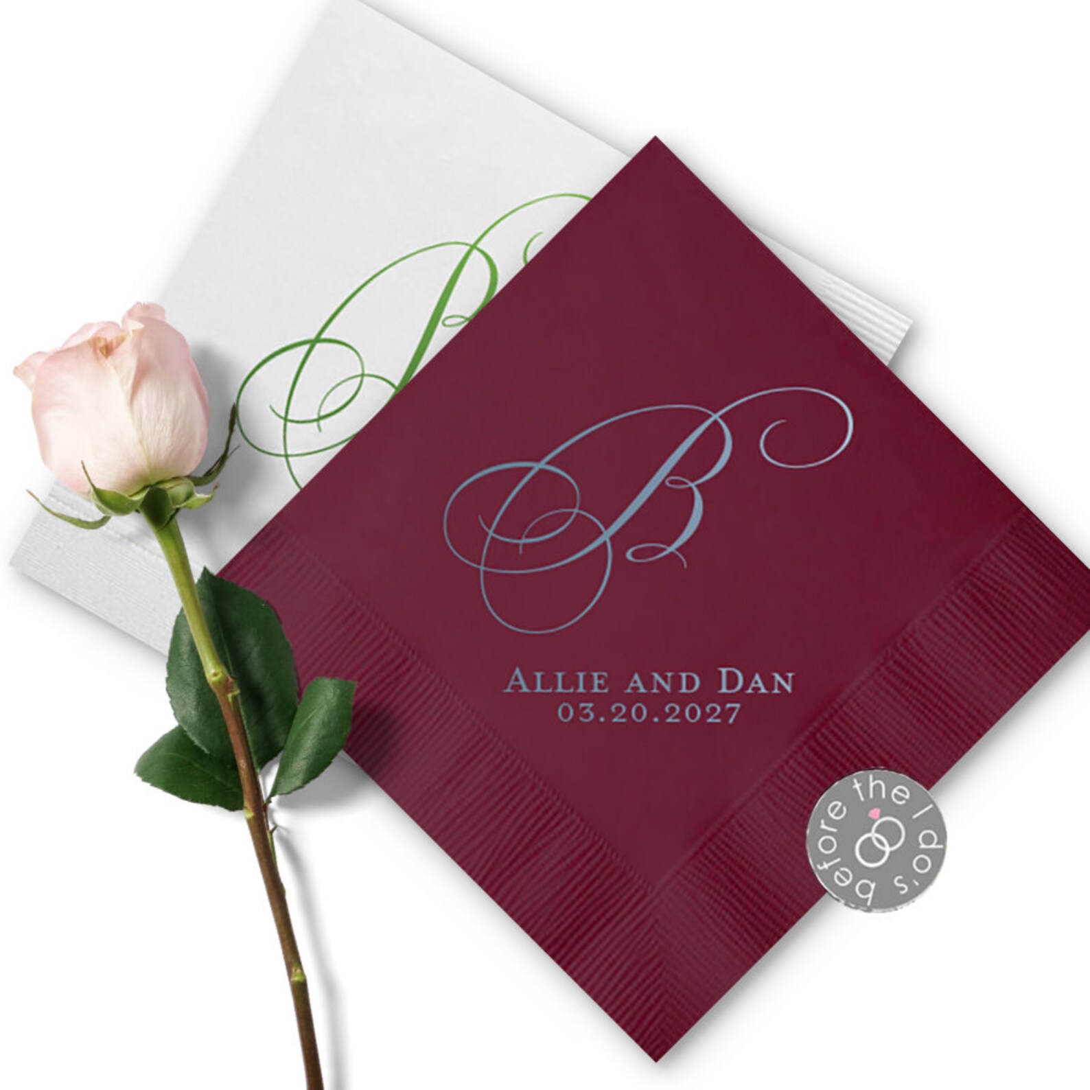 Monogram Personalized Wedding Napkins Cocktail Napkins Paper Wedding ...