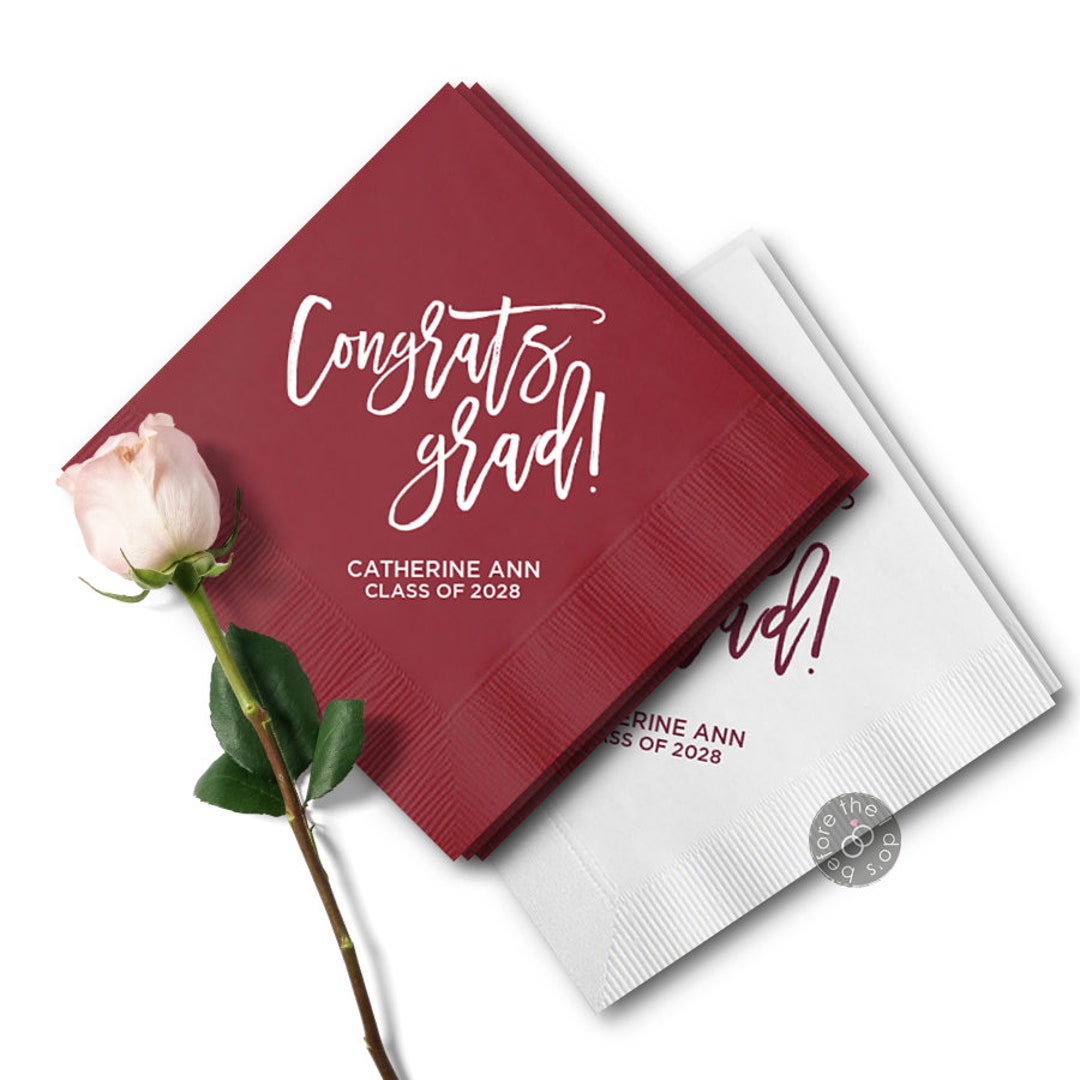 Personalized Graduation Napkins Congrats Grad - Cocktail Napkins ...