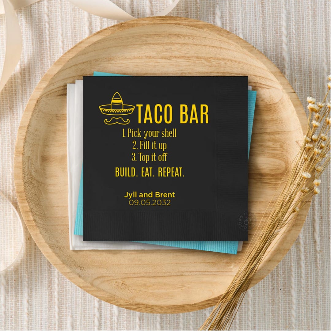 Taco Themed Wedding Napkin Taco Bar - Taco Party, Taco Truck Wedding ...