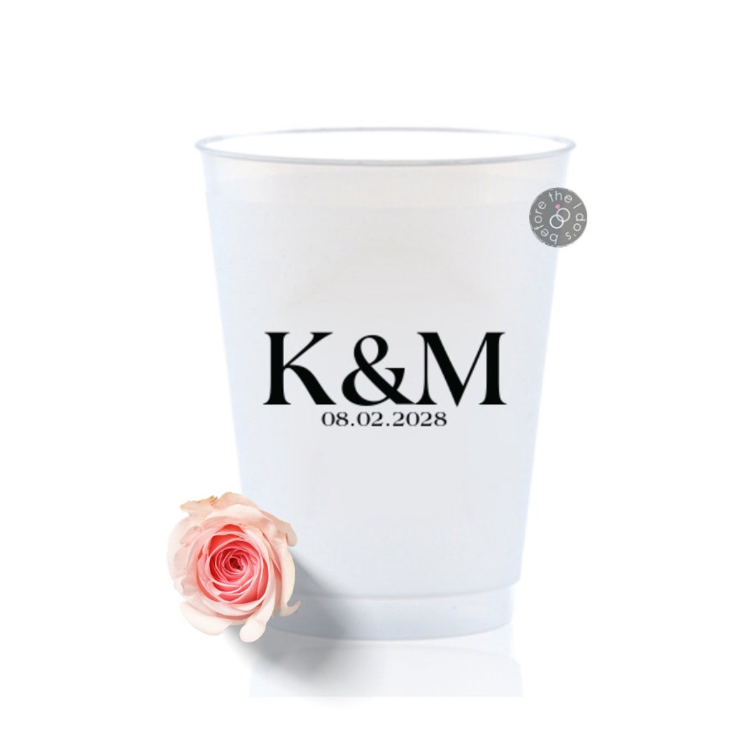 Frosted Personalized Wedding Cups Initials Date - Custom Cups Wedding ...