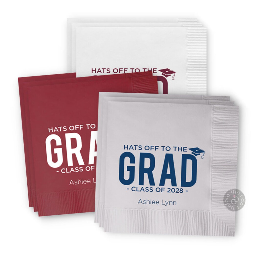 Hats off to the Grad Custom Graduation Napkins Graduation Party Napkins ...