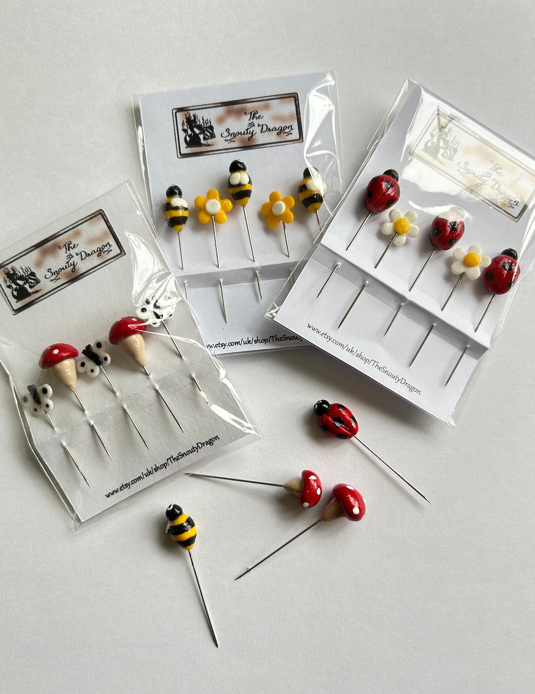 Handcrafted Decorative Pins: Bees, Ladybugs, Flowers - Etsy
