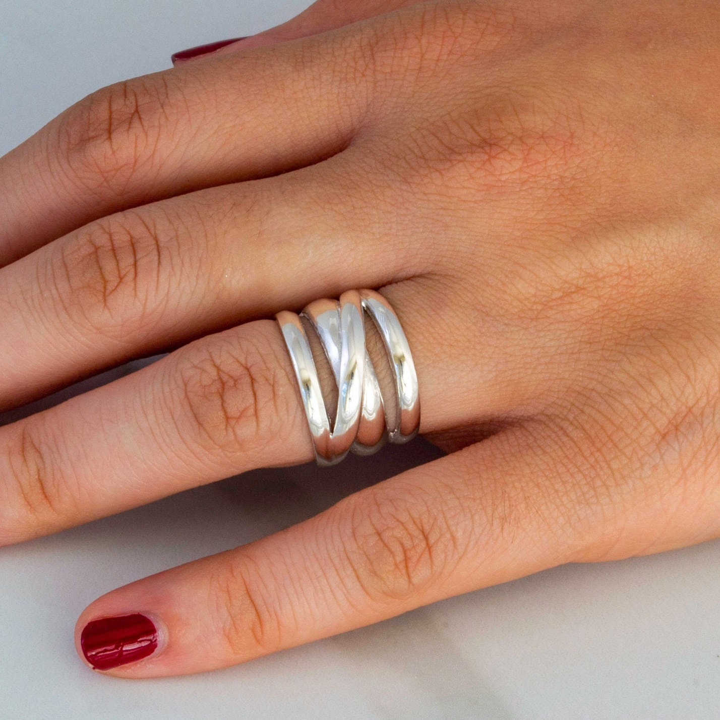 Sterling Silver Ring Sterling Silver Crossover Ring Sterling - Etsy