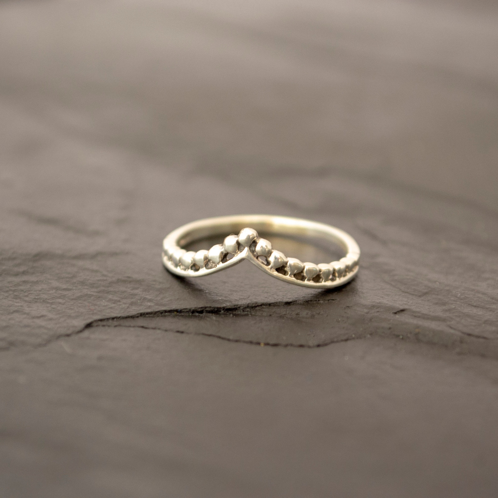 Sterling Silver Ring Dainty Sterling Silver Beaded Chevron - Etsy