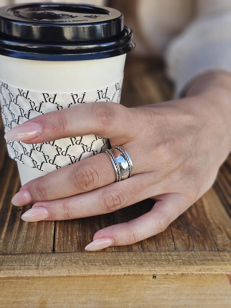 Chunky Braided Sterling Silver Dome Ring - Handcrafted Statement ...