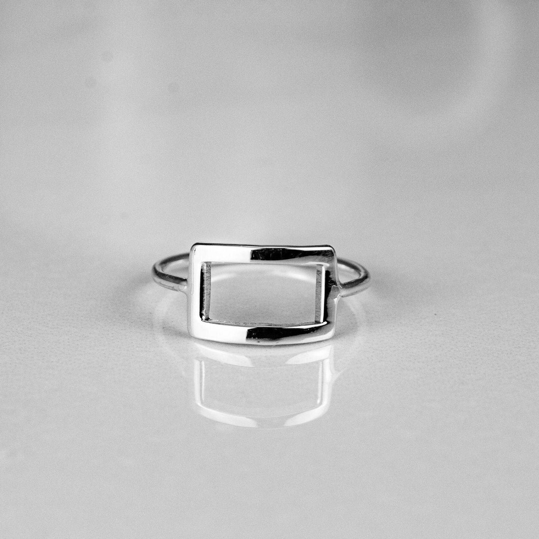 Sterling Silver Rectangle Ring: Geometric Knuckle Ring - Etsy