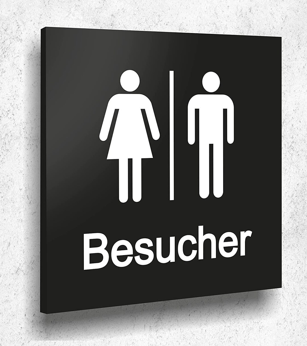 Türschild Besucher WC Schild Schwarz Matt UV Druck 12 x 12cm - 3mm ...