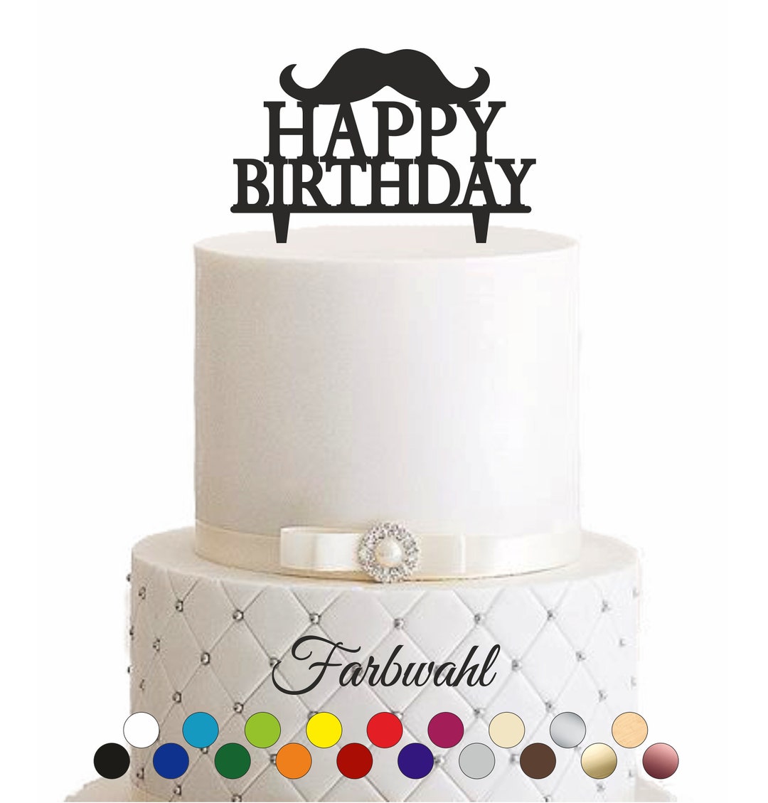 Cake Topper, Topper, Birthday, Happy Birthday, Men, Moustache, Hipster ...