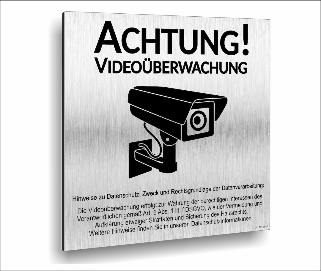 Attention Video Surveillance Sign DSGVO UV Print 12 X 12 Cm 3 Mm ...