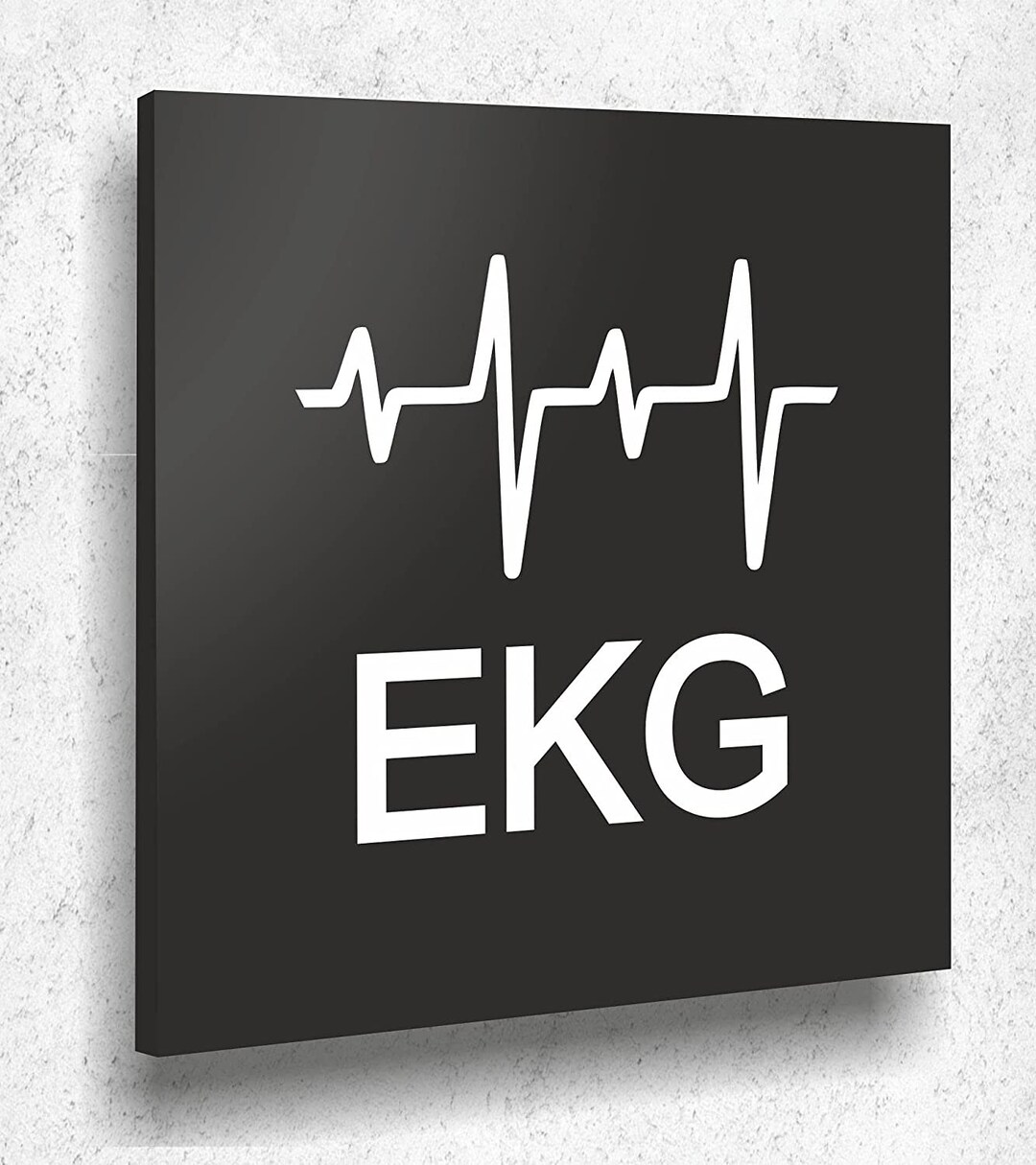 Door Sign ECG Sign Black Matt UV Print 12 X 12 Cm 3 Mm ALUVERBUND Made ...