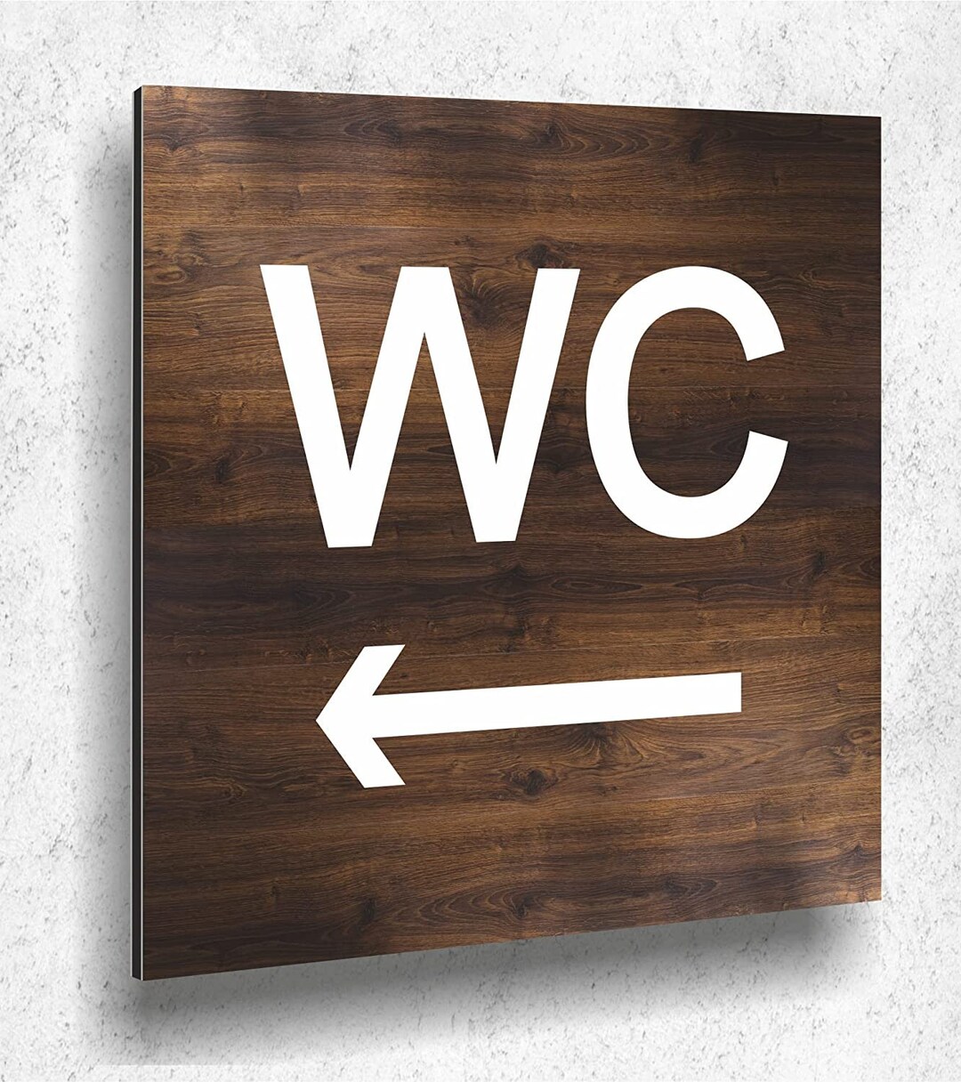 Door Sign WC Sign Arrow Left Wood Look Oak Dark Ladies Men Wood UV ...
