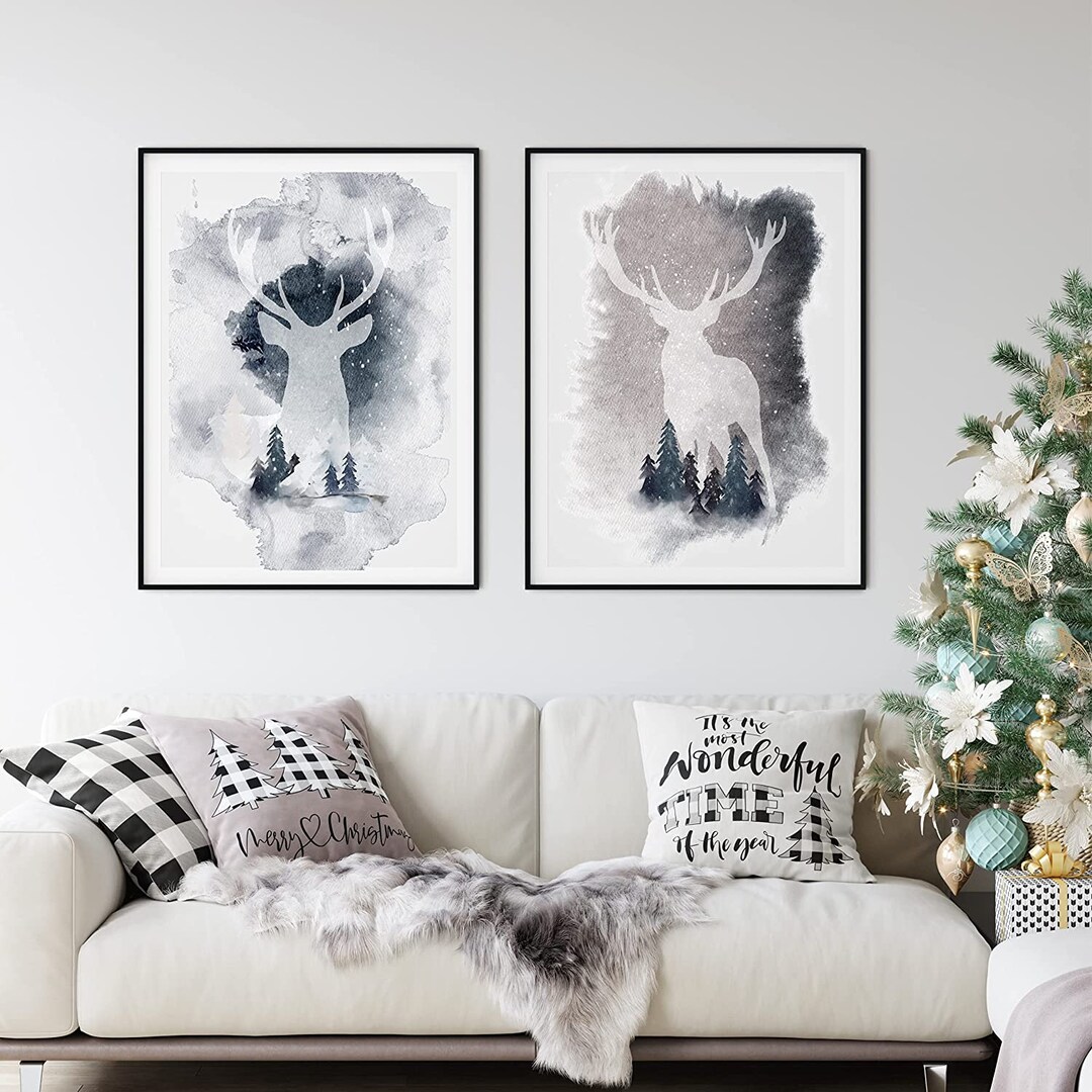 2er Poster Set Murals Din A3 Christmas Decoration Deer Pictures ...