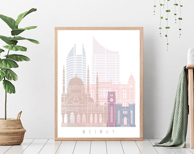 Beirut Skyline Poster Fine Art Print Glicee Poster Decor Home Gift ...