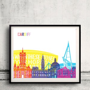 Cardiff Pop Art Skyline Fine Art Print Glicee Poster Decor Home Gift ...