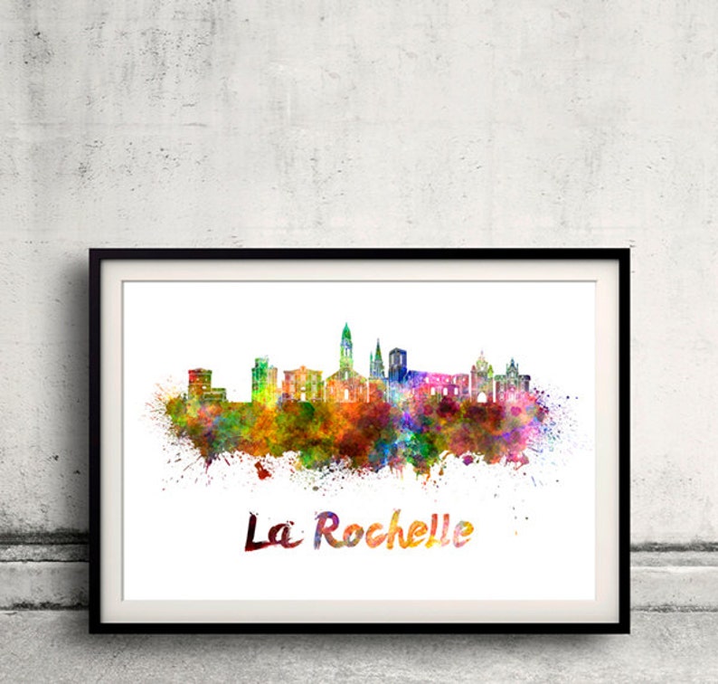 La Rochelle Skyline in Watercolor Over White Background With - Etsy