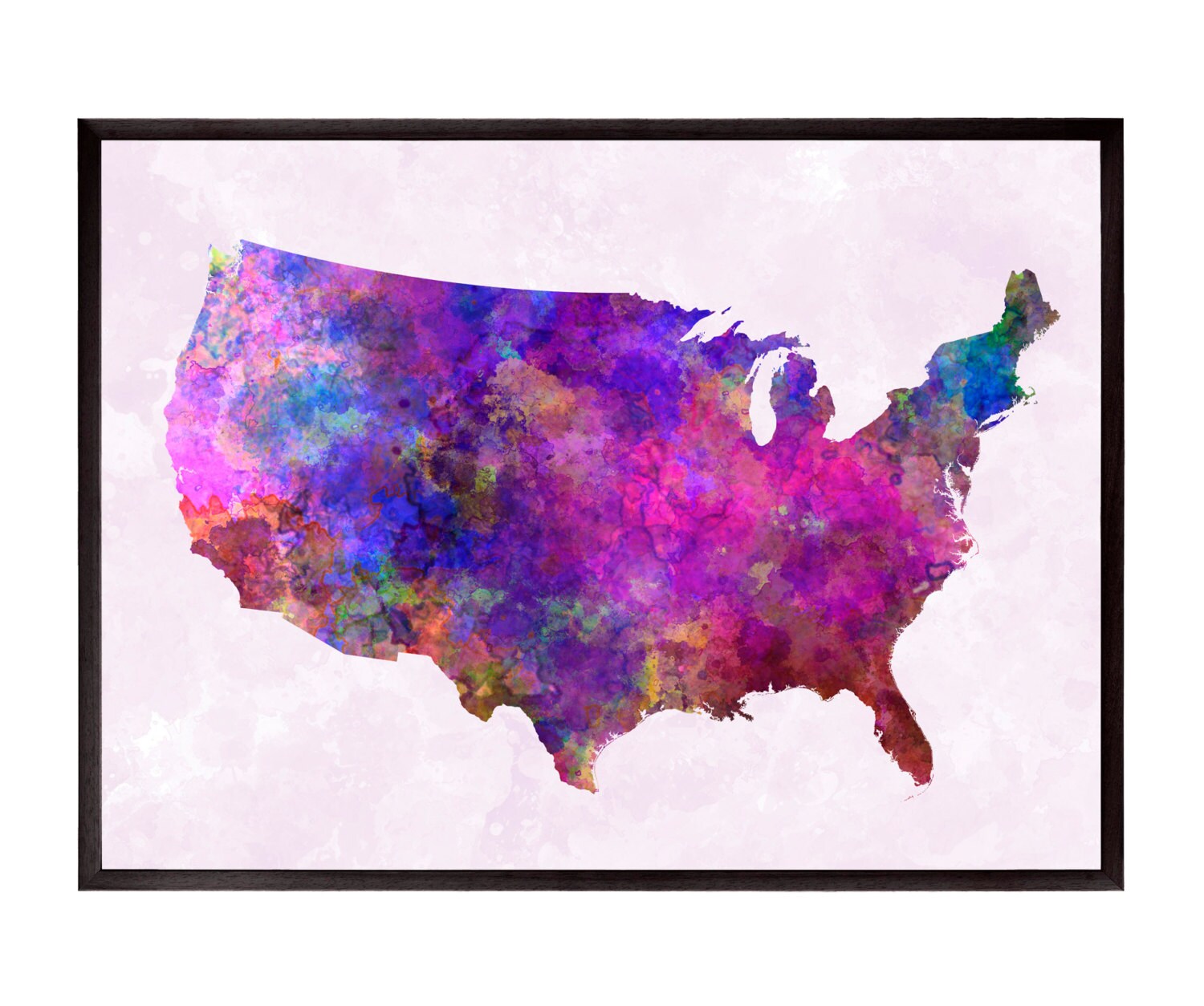 United States map in watercolor painting abstract splatters | Etsy